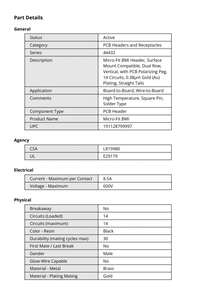 MOLEX 444321411 technical document preview, page 2