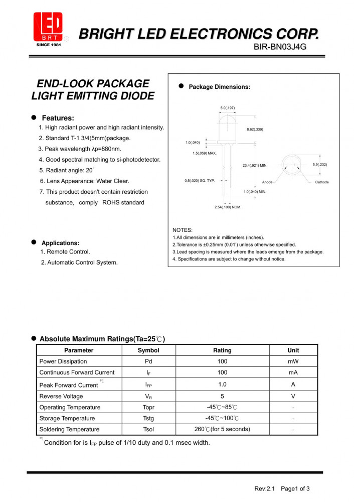 BIR-BN03J4G technical document page 1