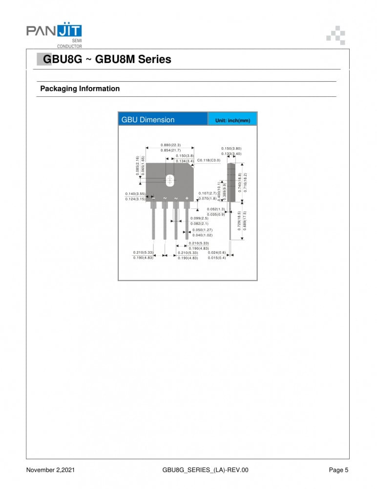 PANJIT GBU8M series datasheet page 5