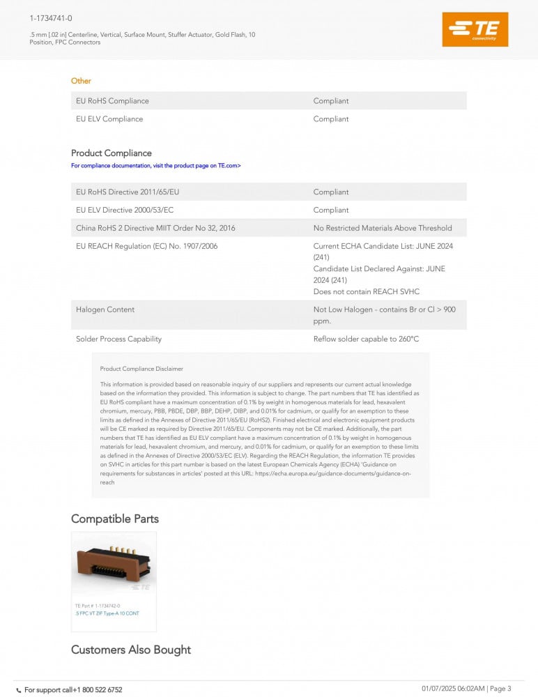 TE Connectivity document page 3
