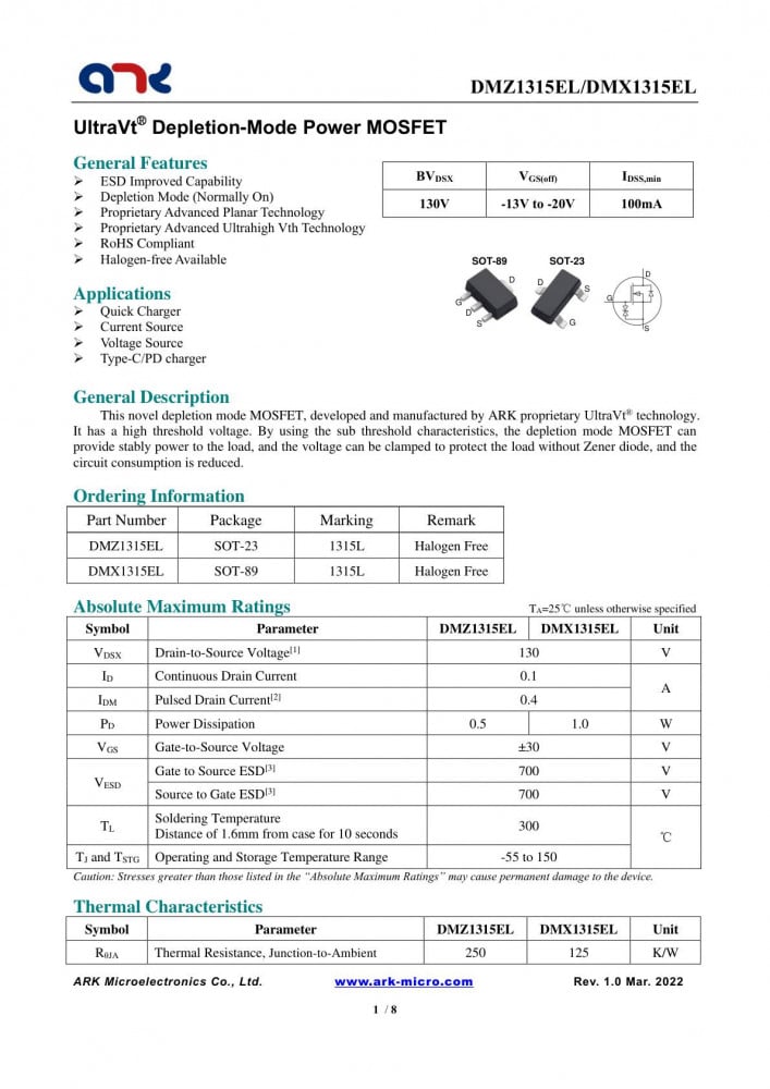 DMX1315EL datasheet page 1