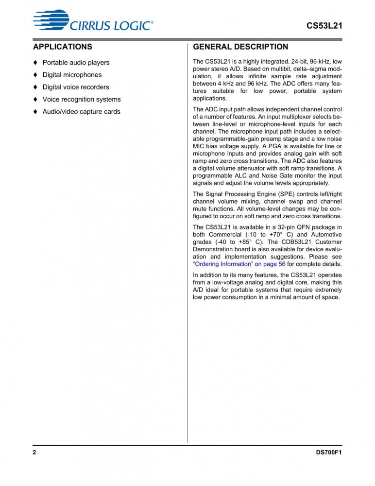 CS53L21-DNZR datasheet page 2