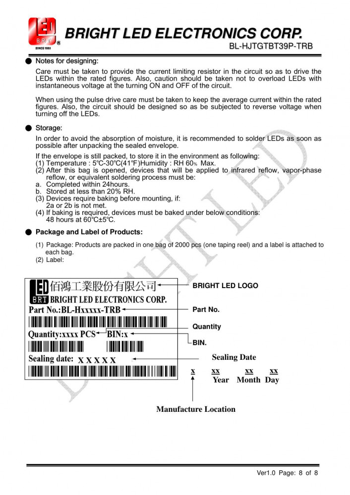 BL-HJTGTBT39P-TRB datasheet page 8