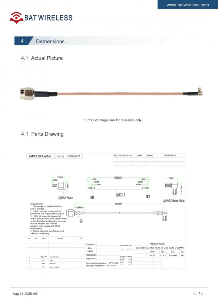 BWSMAJ-MCXWJ-RG316L500 datasheet page 6