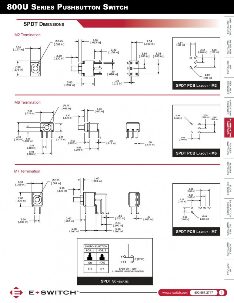 E-Switch 800U Series datasheet page 2