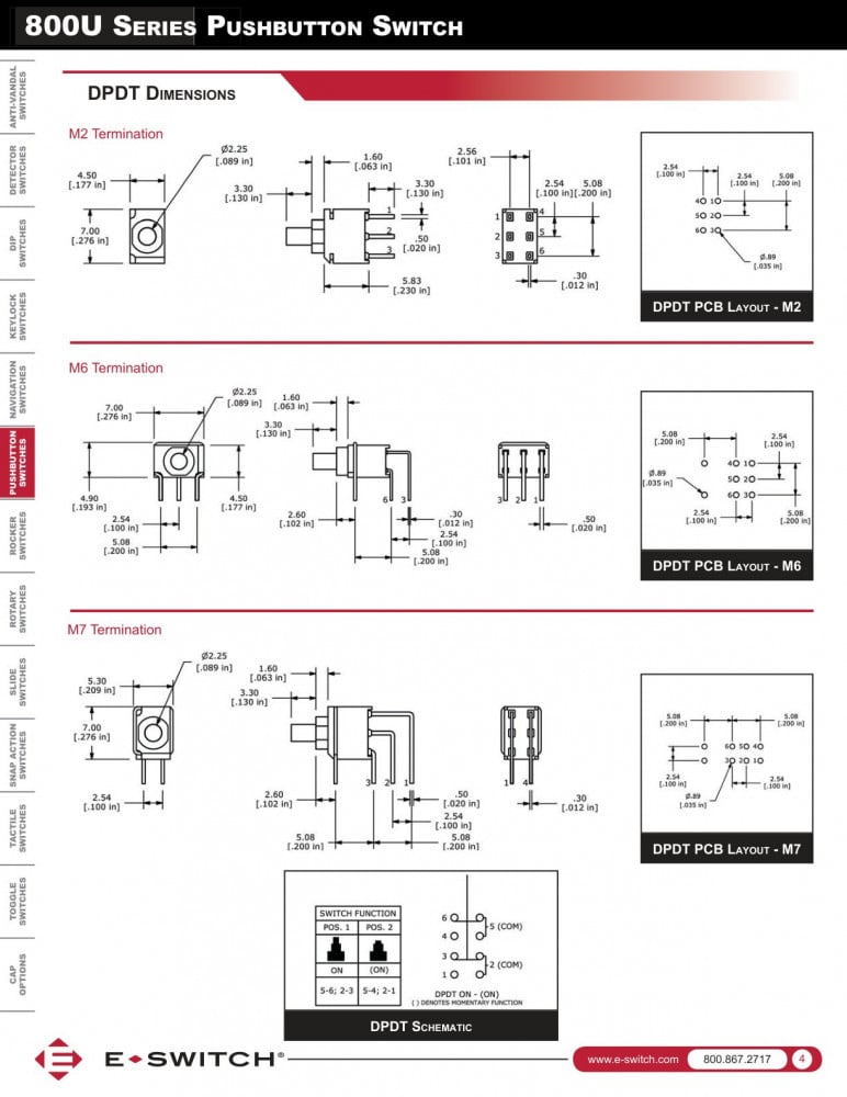 E-Switch 800U Series datasheet page 3