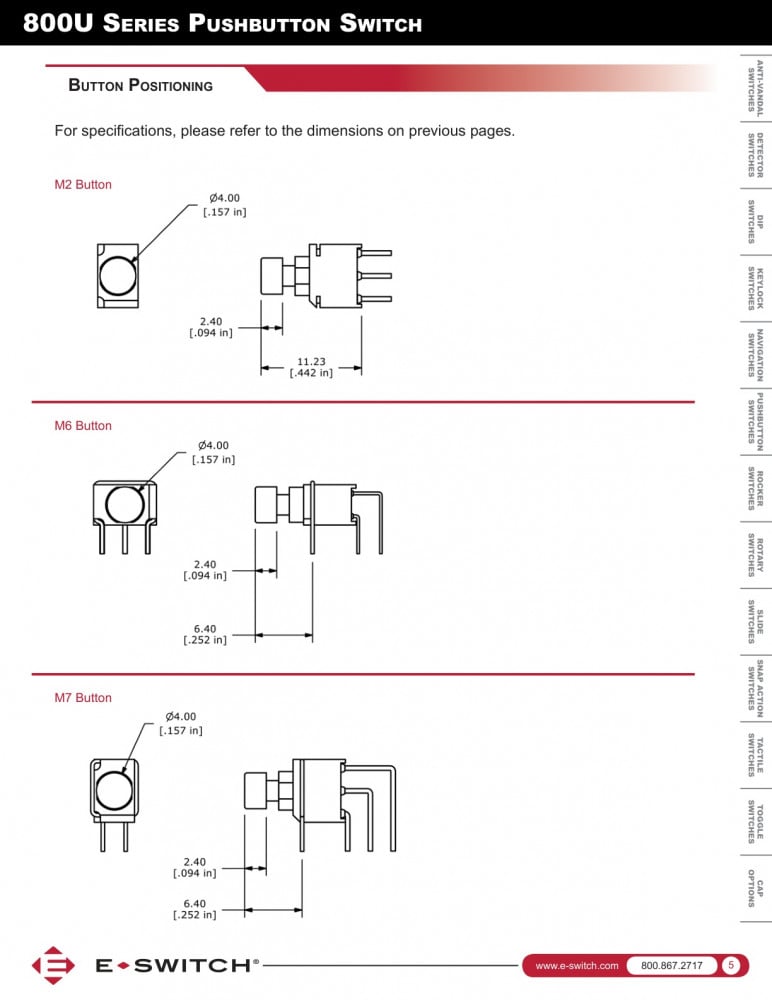 E-Switch 800U Series datasheet page 4