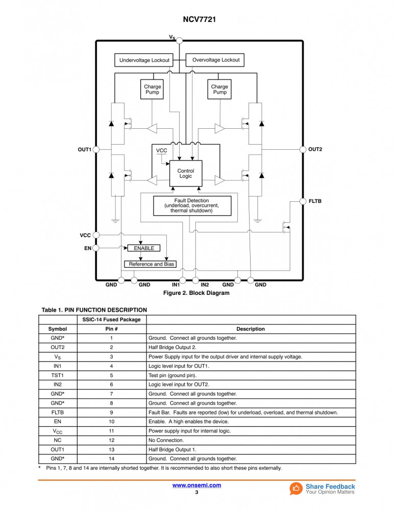 NCV7721 technical document page 3