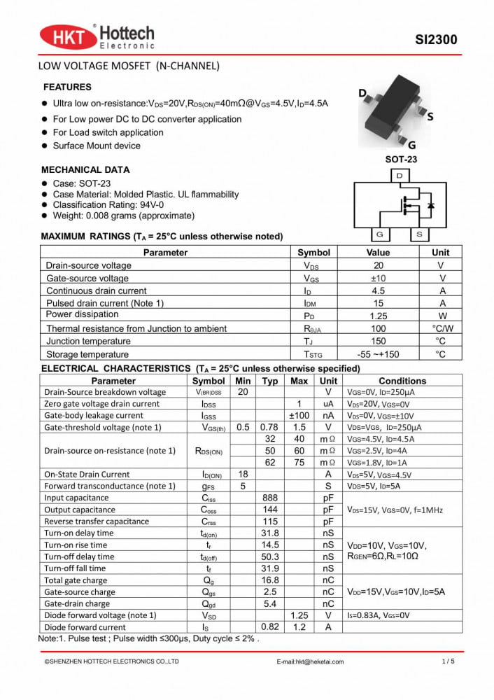 SI2300 datasheet page 1