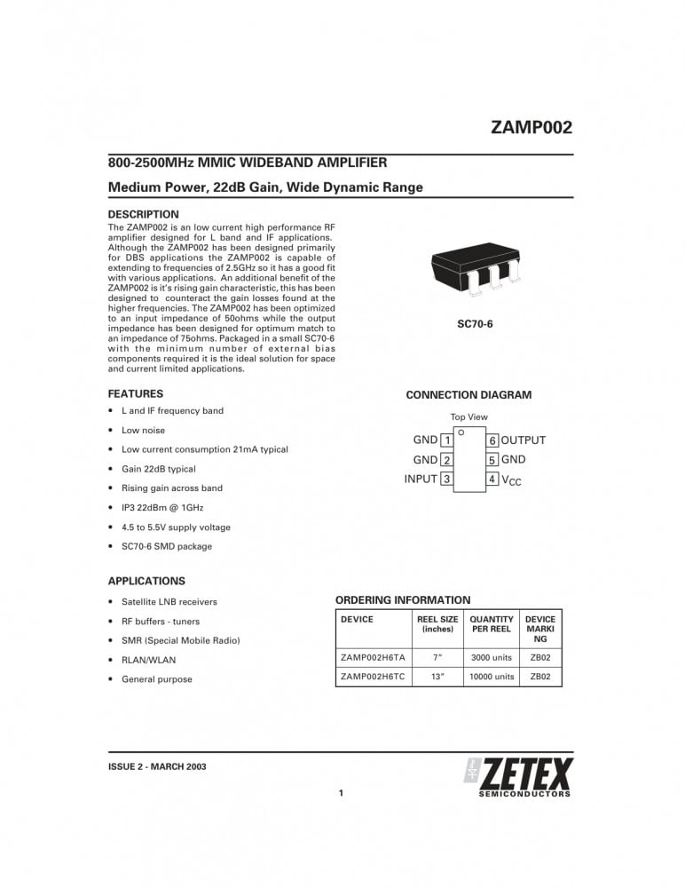 ZAMP002H6TA datasheet page 1