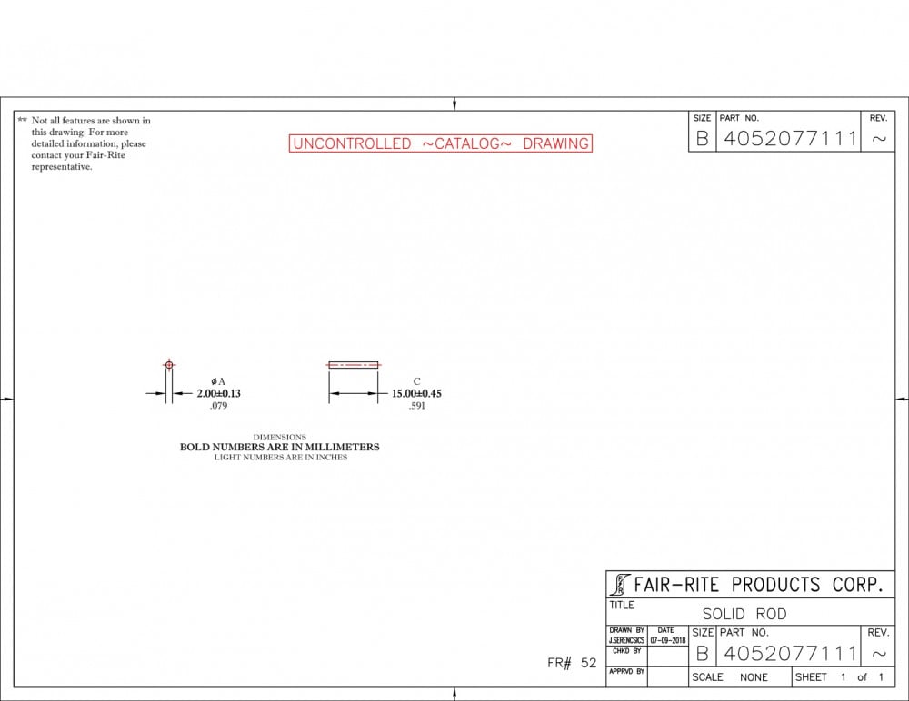 Fair-Rite 4052077111 technical drawing