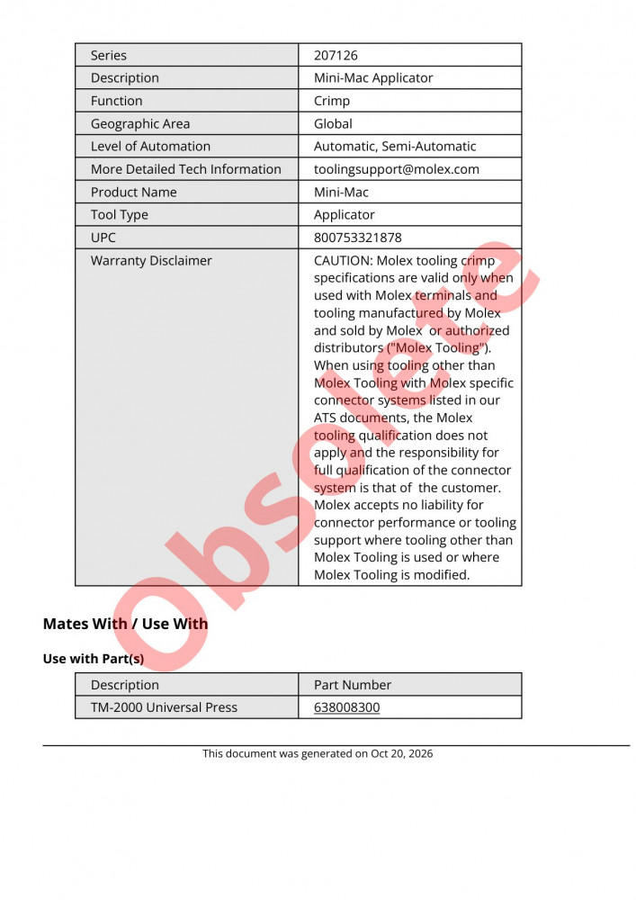 Technical document page image 2 for Molex part 190610004