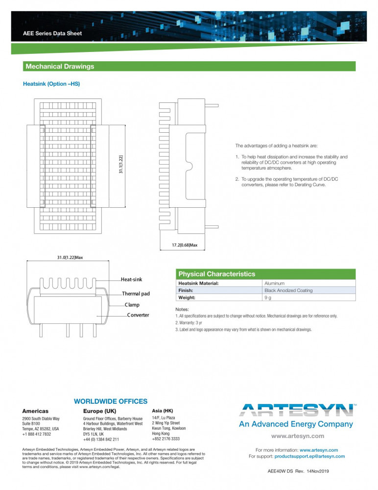 Artesyn AEE series technical document page 3