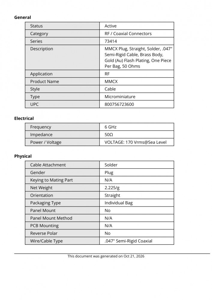 Technical document image 2 for Molex part 734152112