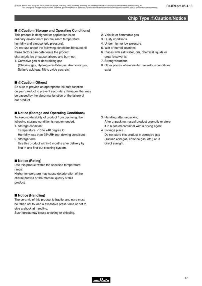 Murata NCP03 thermistor document page 6