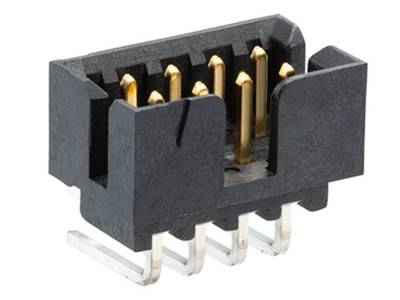 2.00mm Pitch, Milli-Grid PCB Header, Dual Row, Right-Angle, Through Hole, 10 Circuits, 0.38µm Gold (Au) Plating, 2.16mm Tail Length, Dual Side Slots, Center Polarization, Tape and Reel, with Pick-and-Place Tape