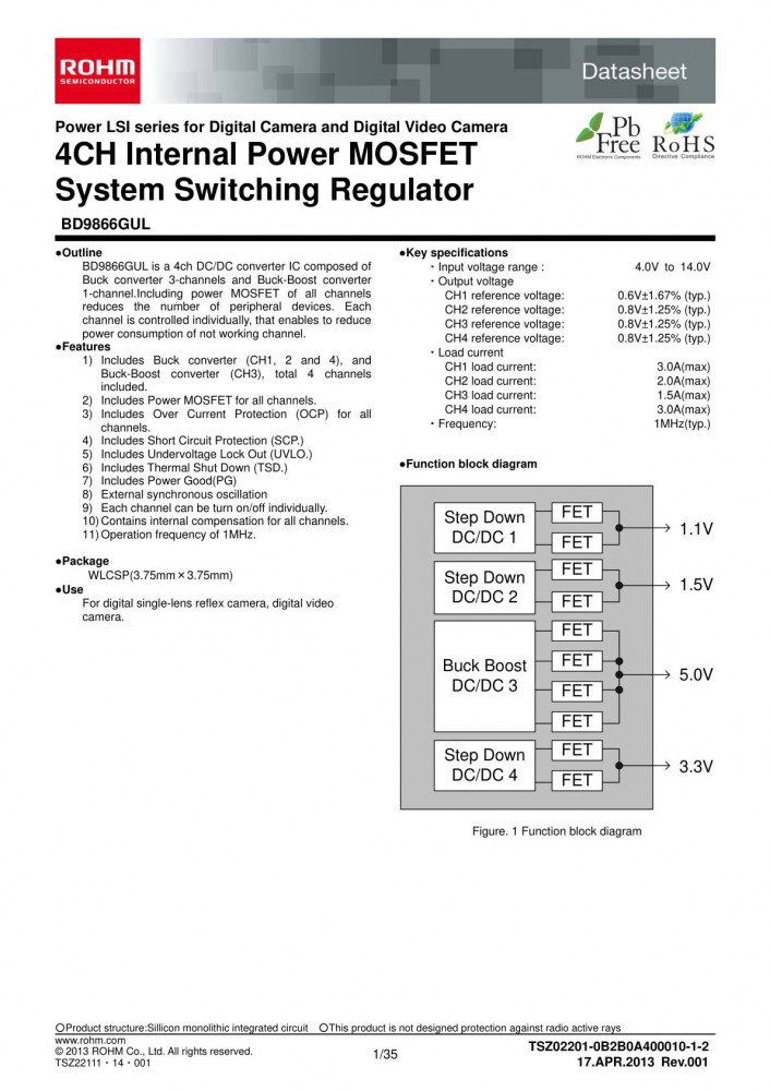 BD9866GUL-E2 technical document page 1