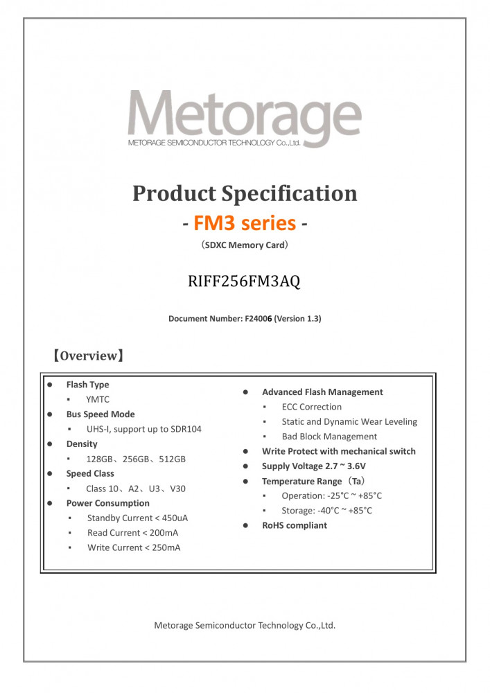 RIFF256FM3AQ datasheet page 1