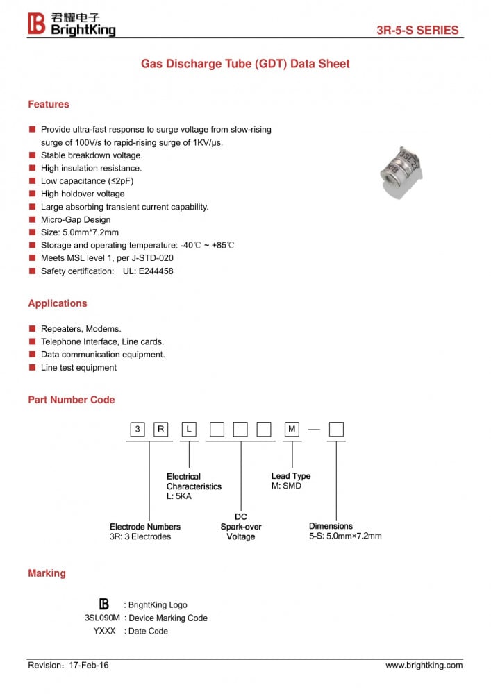 BrightKing GDT datasheet page 1