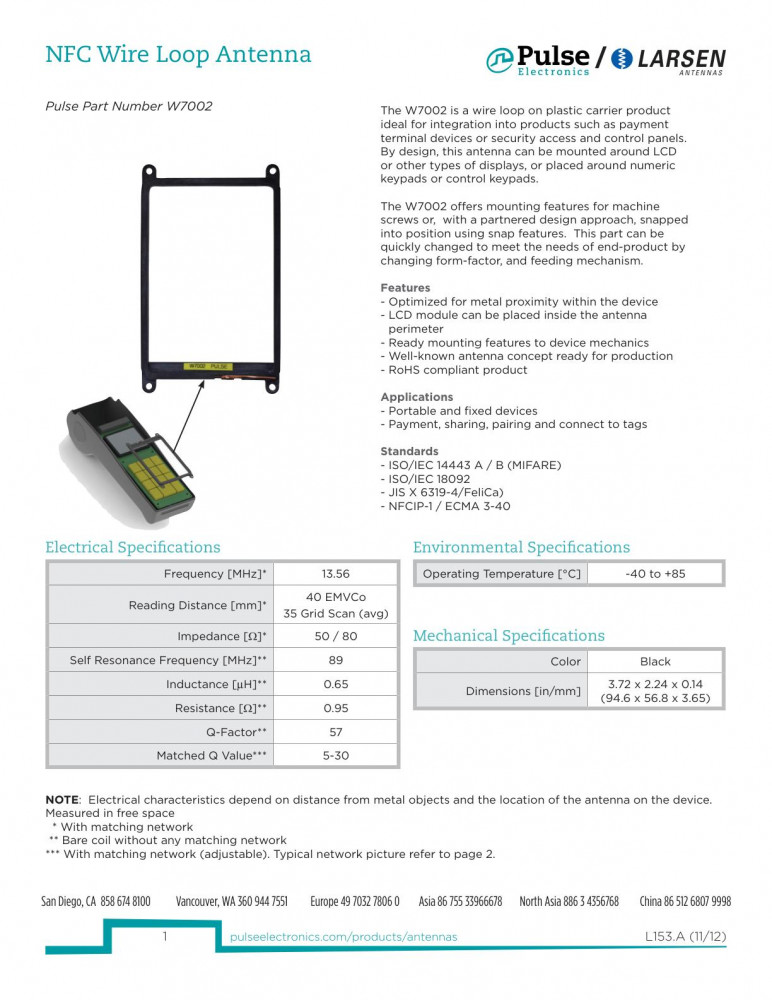 PULSE W7002 technical document page 1
