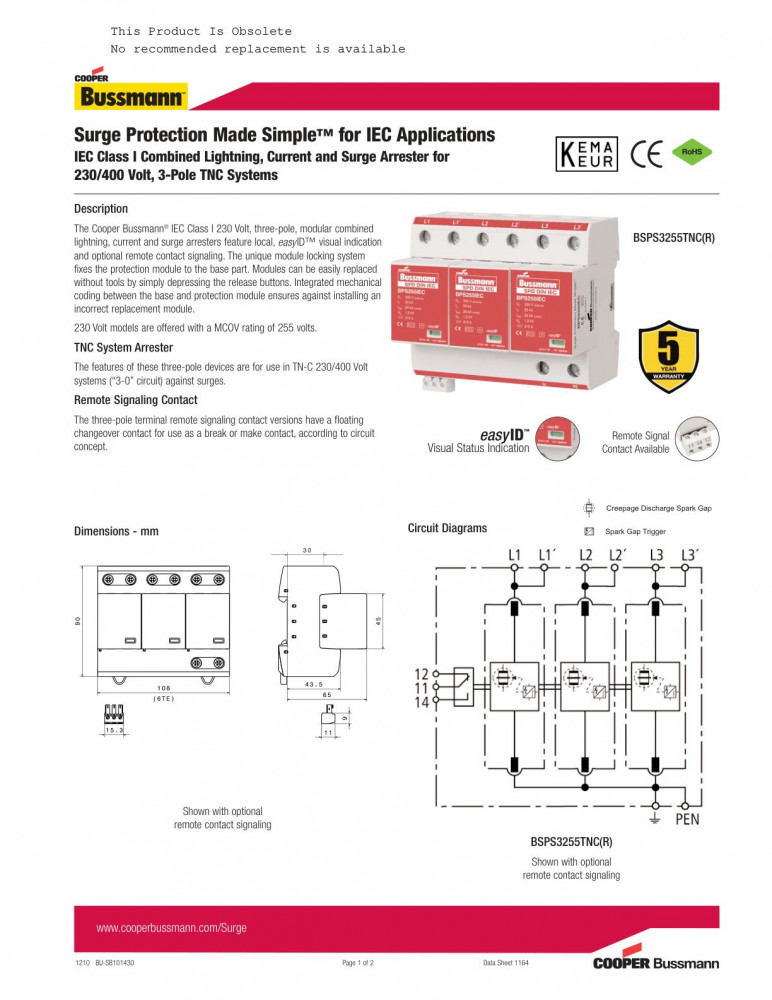 BSPS3255TNCR technical datasheet page 1