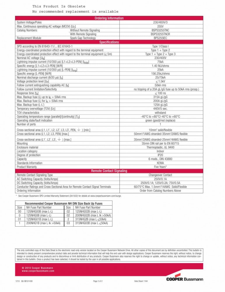 BSPS3255TNCR technical datasheet page 2