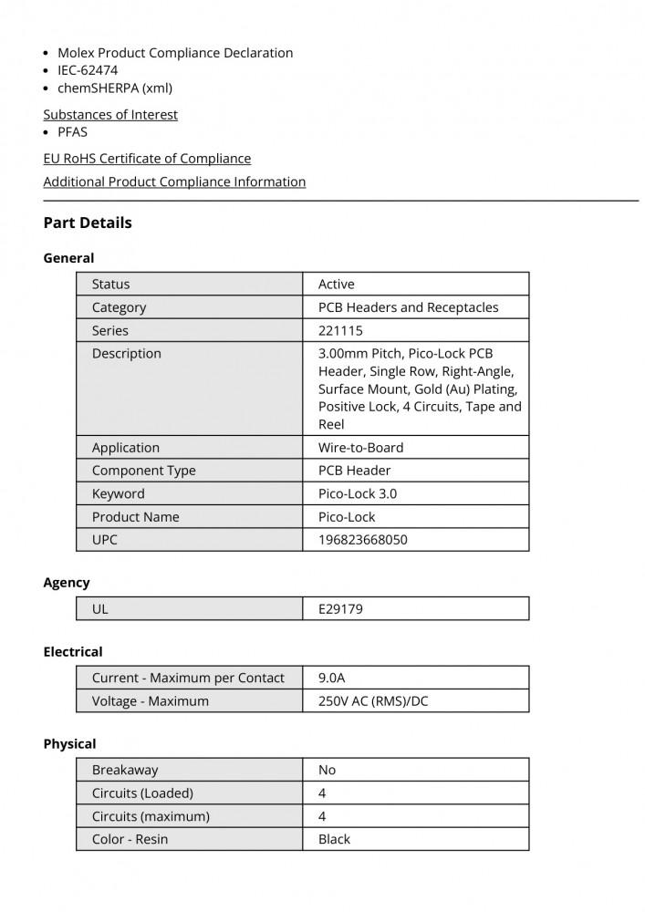 MOLEX 2211150041 technical document preview, page 2