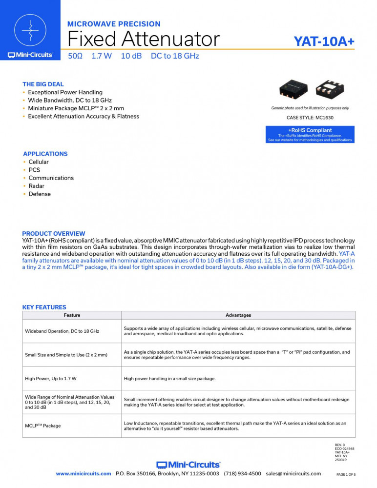 YAT-10A+ datasheet page 1