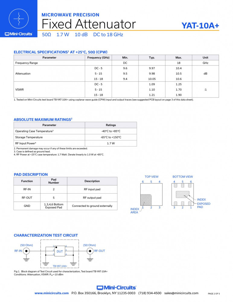 YAT-10A+ datasheet page 2