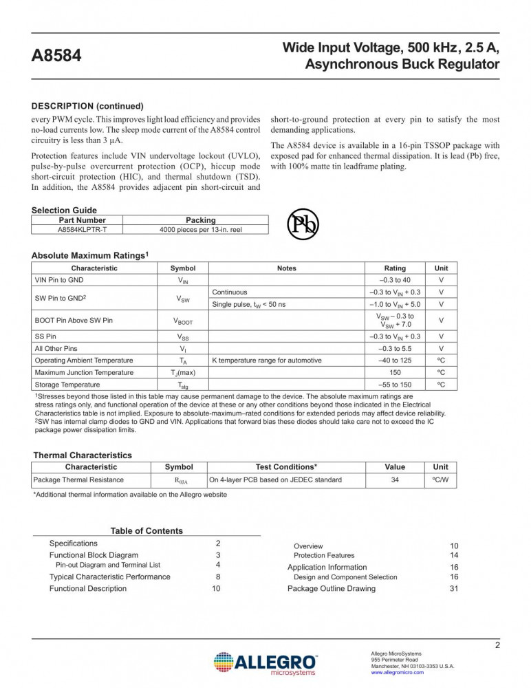 Datasheet page 2