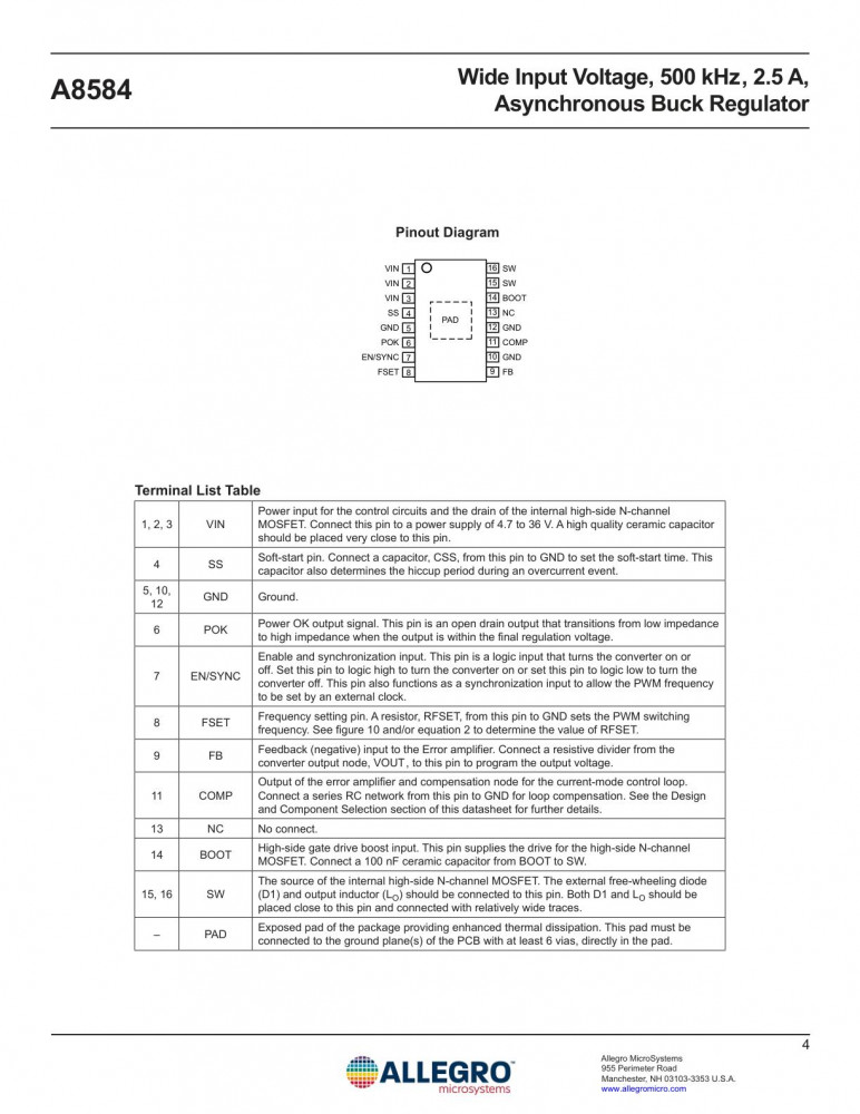 Datasheet page 4