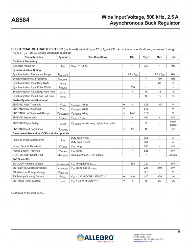 Datasheet page 6