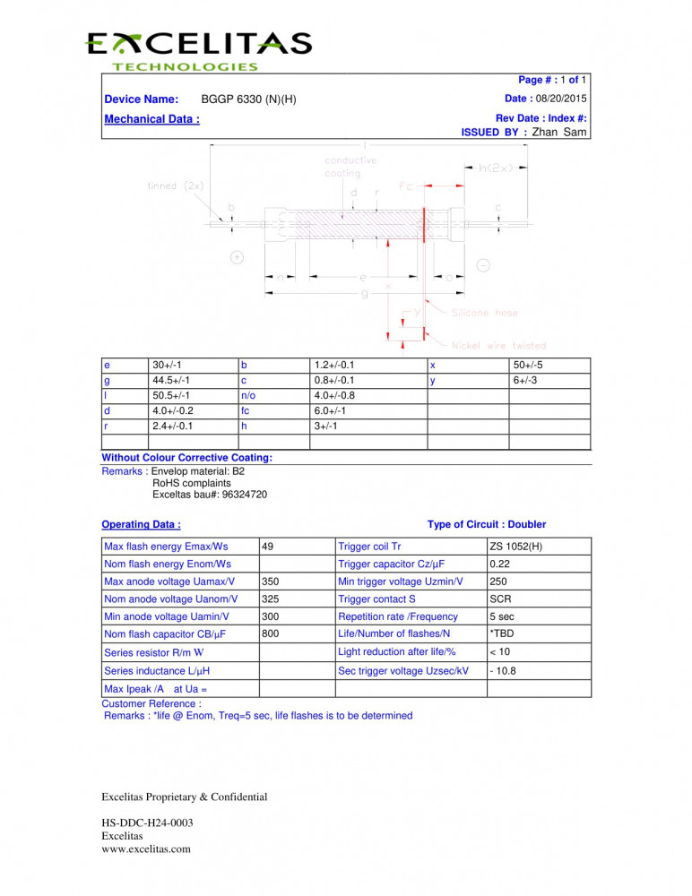 BGGP 6330(N)(H) mechanical drawing page