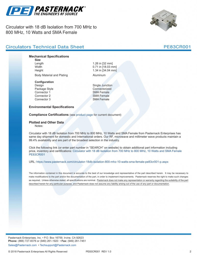 PE83CR001 technical document page 2