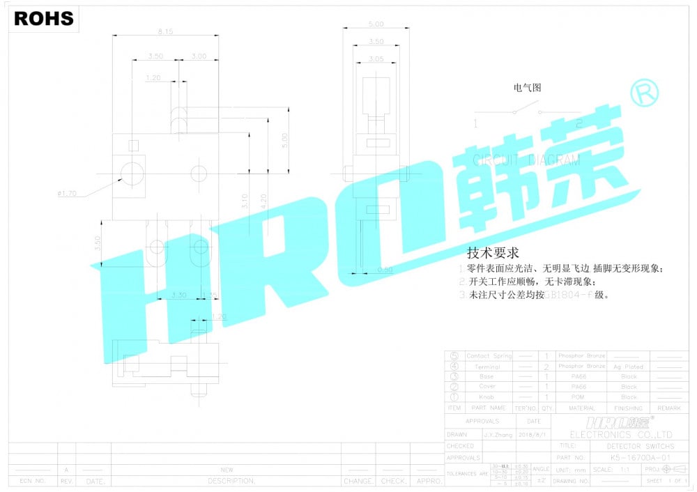 K5-1670DA-01 manufacturer drawing and circuit diagram