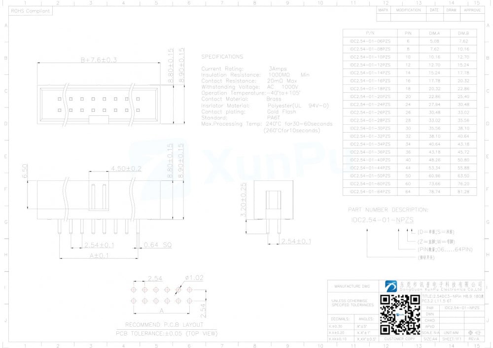 IDC2.54-01-20PZS technical drawing page 1