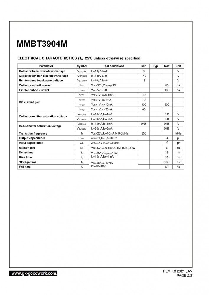GOODWORK MMBT3904M datasheet page 2