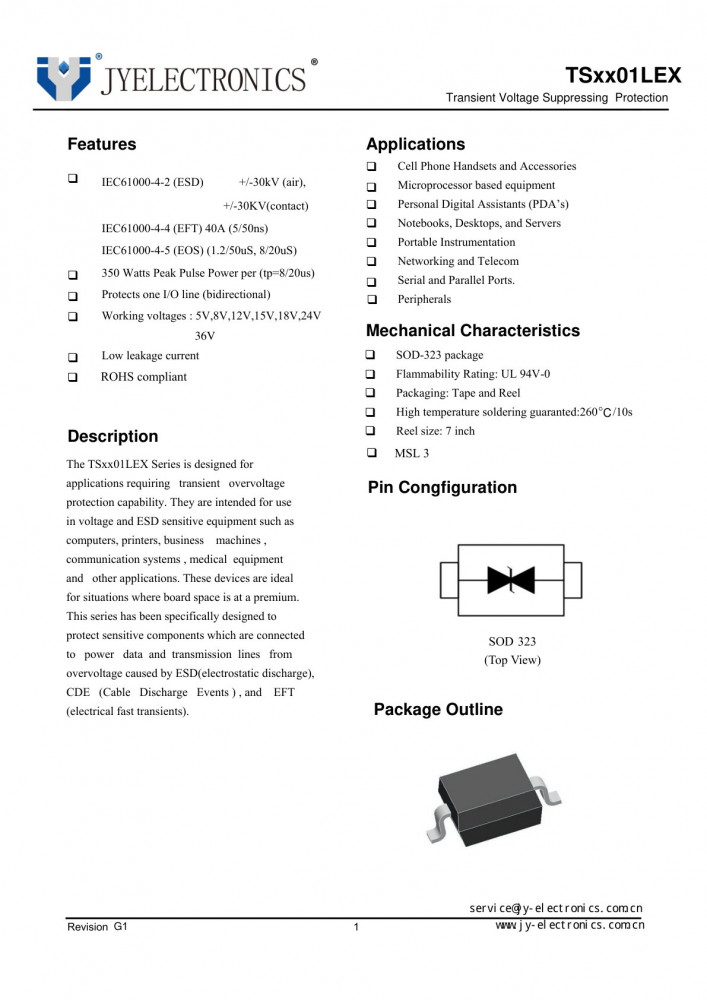 TS3601LEX datasheet page 1