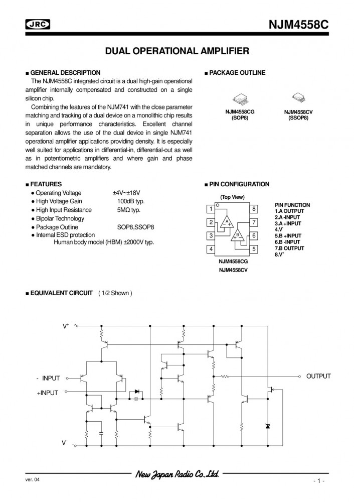 NJM4558CG-TE2 datasheet page 1