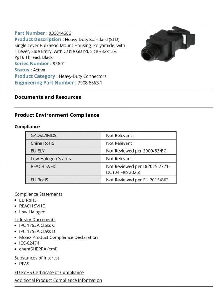 MOLEX 936014686 product visual, image 1
