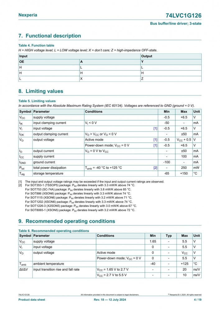 74LVC1G126GM,115 datasheet page 4
