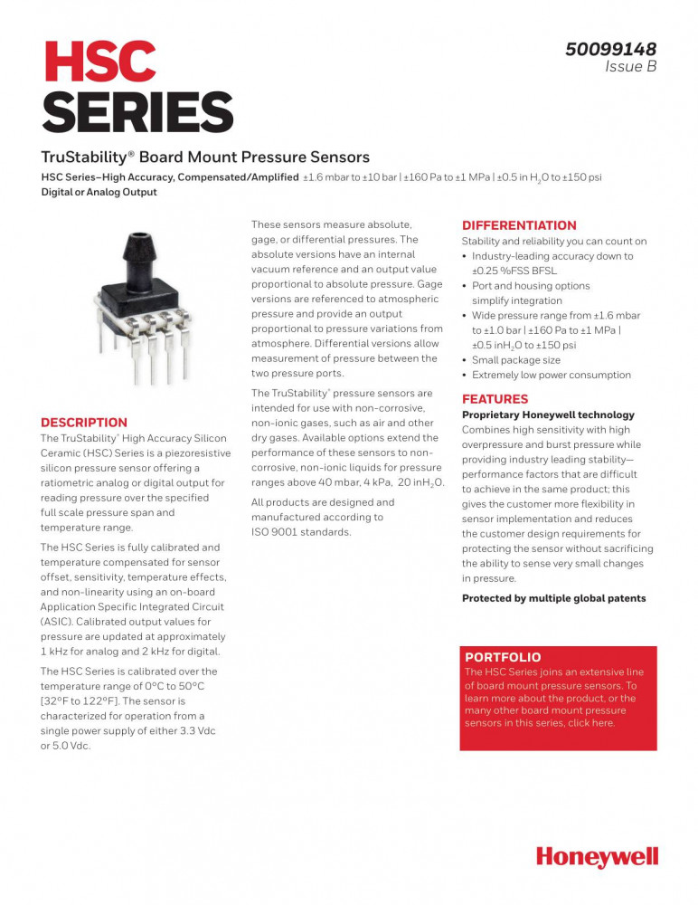 Honeywell HSC datasheet page 1