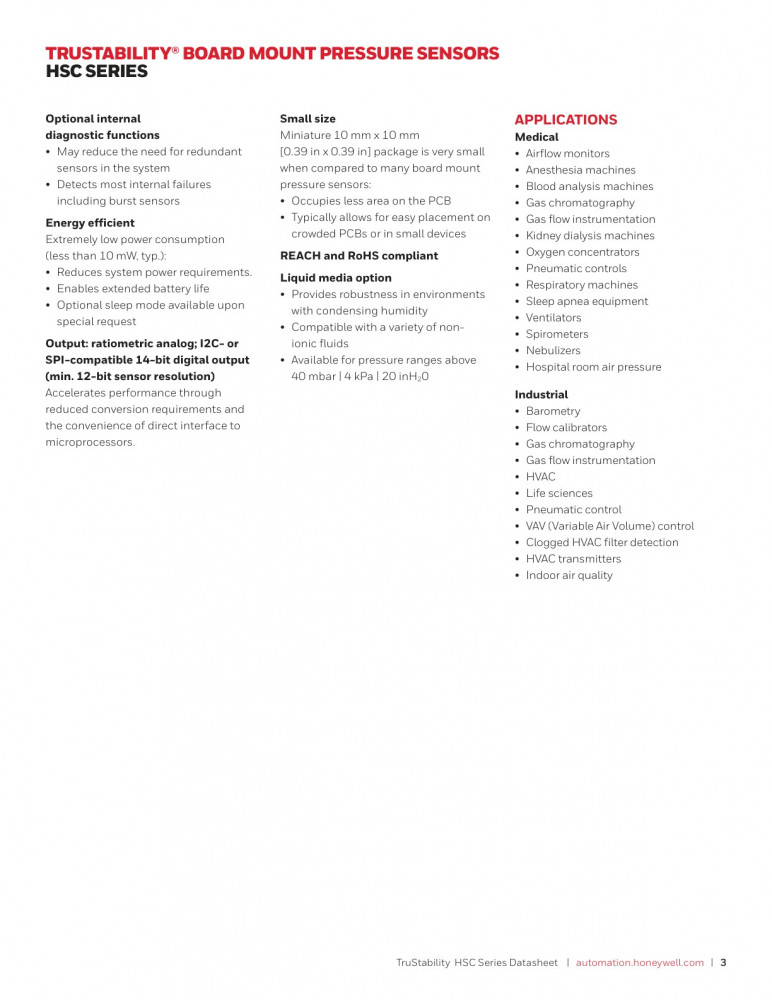 Honeywell HSC datasheet page 3