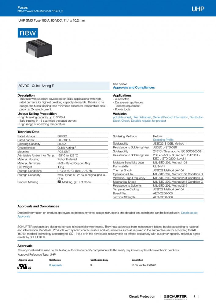SCHURTER 3-139-124 technical document page 1
