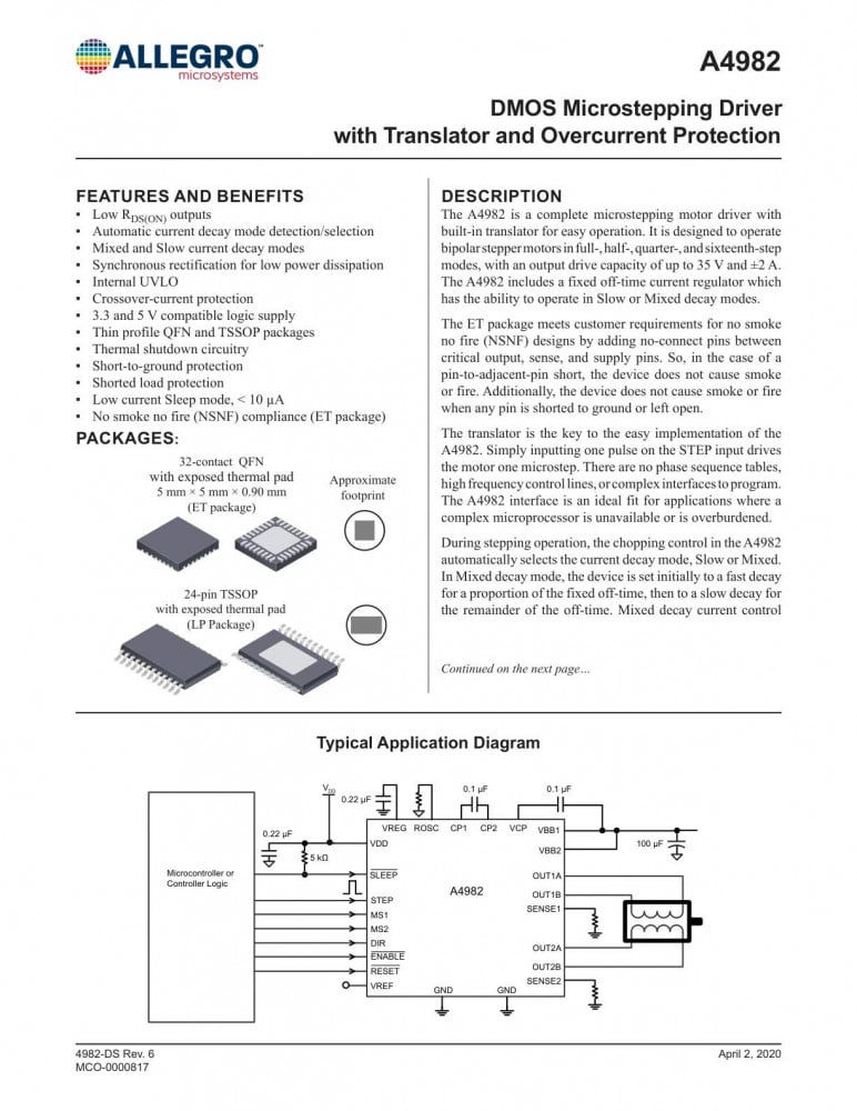 A4982 datasheet page 1