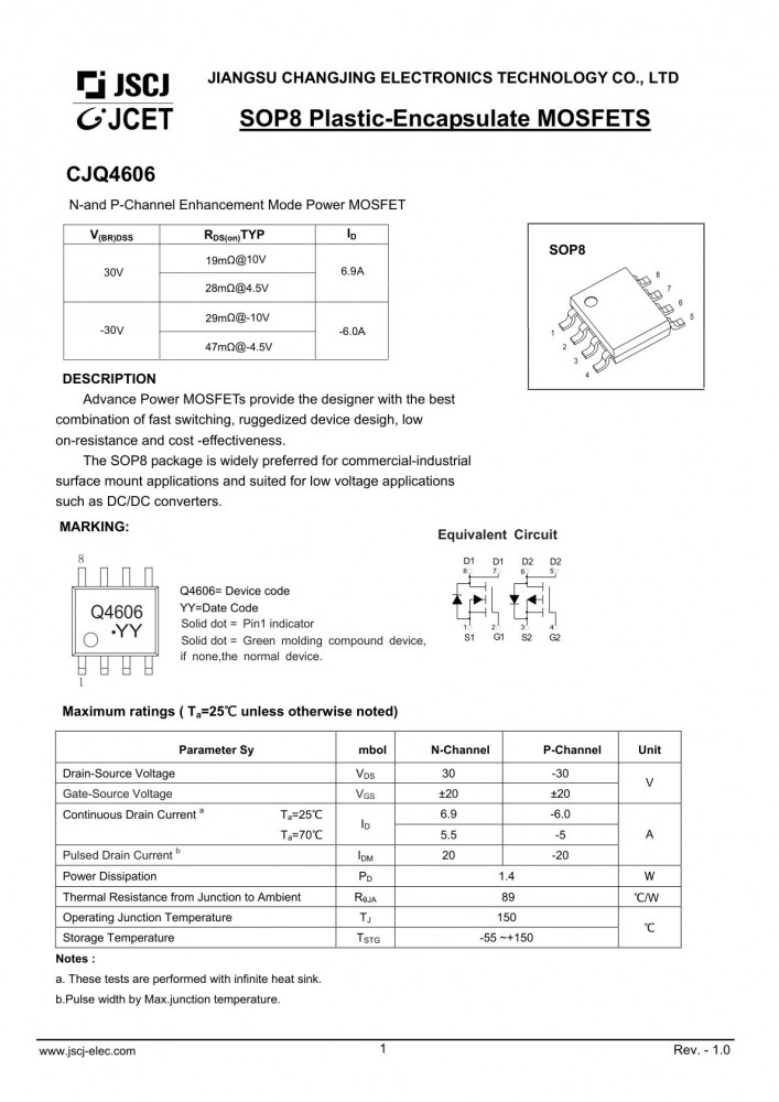 CJQ4606 datasheet page 1