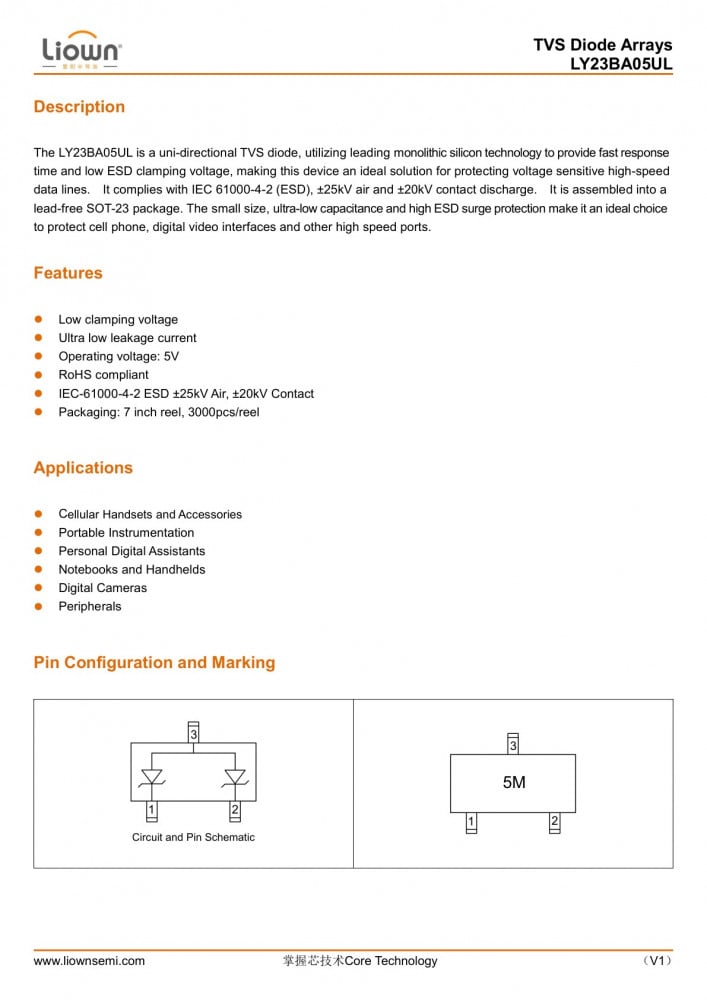 LY23BA05UL datasheet page 1