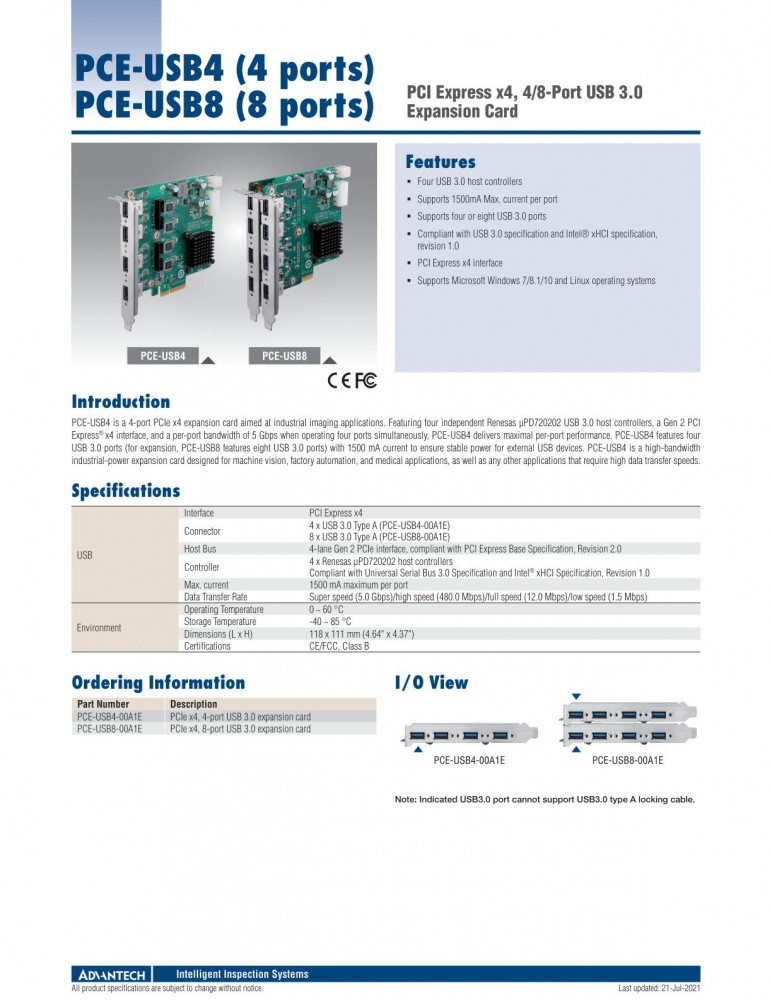 ADVANTECH PCE-USB product documentation preview