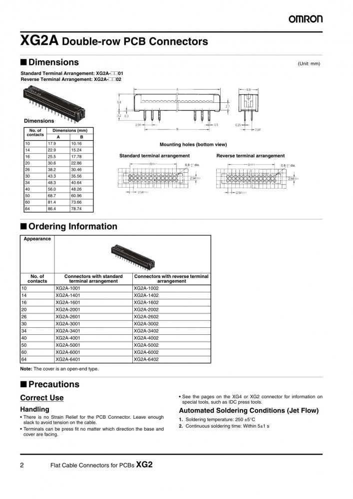 OMRON XG2A-1402 technical document page 2