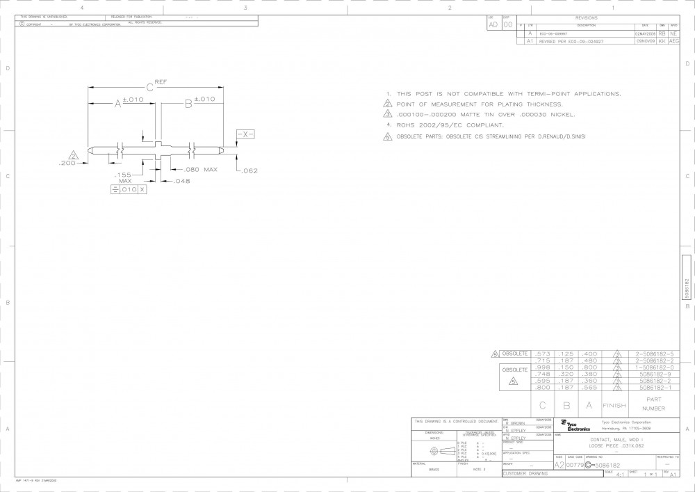 TE Connectivity 2-5086182-2 controlled drawing preview